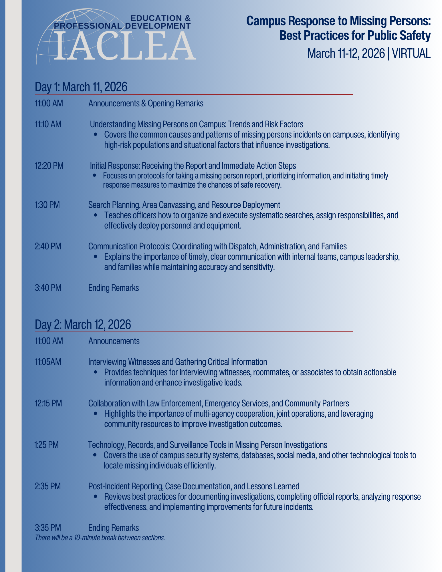 Campus Response to Missing Persons: Best Practices for Public Safety ...